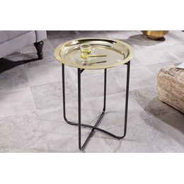 Riess Ambiente Runder Beistelltisch CASABLANCA 50cm messing gold schwarz Tablett abnehmbar klappbar Riess-Ambiente Modern & Design