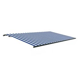 Markise Balkon 3,50 m breit, Basic, Blau-wei&szlig; gestreift, 3500 x 1500 mm, Kurbel Links, individuell konfigurieren