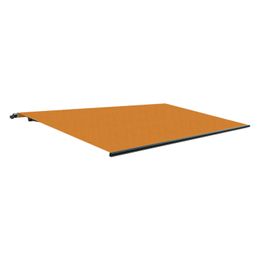 Markise Breite 4 m, Basic Kurbel, Orange, 4000 x 1500 mm, Anthrazitgrau Metallic ohne Volant, individuell konfigurieren