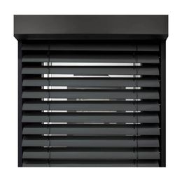 Raffstore Anthrazit, Vorbau Au&szlig;enjalousie, Modell eckig 20&deg;, Anthrazitgrau &auml;hnlich RAL 7016, 800 x 800 mm, individuell konfigurieren
