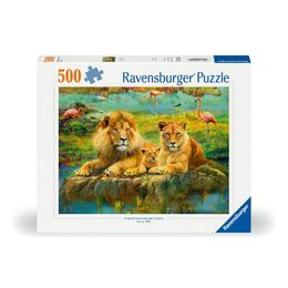 RAVENSBURGER VERLAG Erwachsenenpuzzle 500 Teile - L&ouml;wen in der Savanne