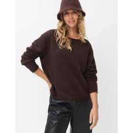 Brax Damen Strickpullover Style LESLEY brunette, dunkelbraun, Gr. 46