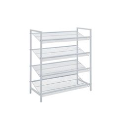 Boxxx Schuhregal, Wei&szlig;, Metall, 4 F&auml;cher, 63x71.5x30 cm, Garderobe, Schuhaufbewahrung, Schuhregale