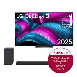 Schwarz LG 77&Prime; OLED evo AI C5E 4K Smart TV + 3.1.3 Dolby Atmos&reg; Soundbar mit 400 Watt kabelloser Subwoofer OLED77C5ELB.DSC9S