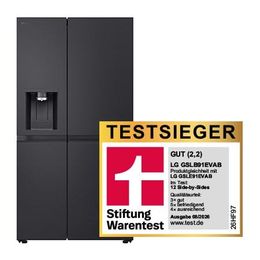 LG SidebySide K&uuml;hlschrank (B, 623L, 179cm hoch) mit Eis, Crushed Ice und Wasserspender & internem Wassertank GSLB91EVAB