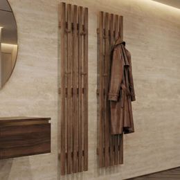 MCA Garderobenpaneel MCW-P56, Wandgarderobe Garderobenleiste Holzgarderobe, 8 Haken Massiv-Holz 120x21cm, Eiche