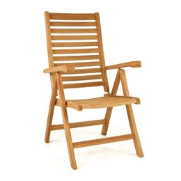 Vcm Gartenstuhl Hochlehner Klappstuhl verstellbar Teak Holz behandelt dunkelbraun Ma&szlig;e H 111 x B 61 x T 65cm