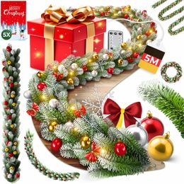 Kesser&reg; Weihnachtsgirlande mit LED &ndash; 5 m oder 10 m, 100&ndash;200 LEDs, IP44, naturgr&uuml;n, mit Schnee-Effekt je nach Modell, f&uuml;r Outdoor & Indoor, mit Fernbedienung & Weihnachtsdeko je nach Variante