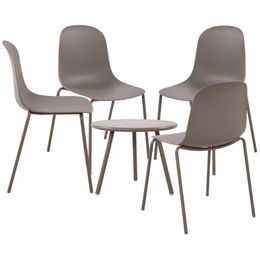 CLP 4er Sitzgruppe Berdin I Garten-Set 4x Stuhl stapelbar und 1x Tisch I Outdoor-Set wetterfest und UV-best&auml;ndig I Gartenm&ouml;bel