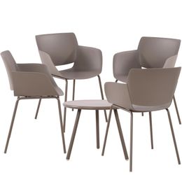 CLP Sitzgruppe Minota f&uuml;r den Garten I Set aus Tisch Minot und St&uuml;hlen Alpena I Outdoor-Set wetterfest und UV-best&auml;ndig I Gartenm&ouml;bel
