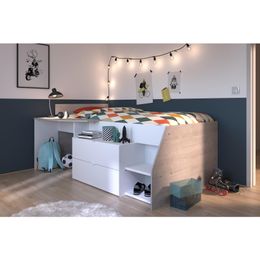 Parisot Multifunktions Hochbett "Milky" Wei&szlig;-Grau