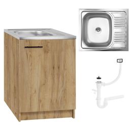 Stamar Sp&uuml;lunterschrank, Eiche, Holzwerkstoff, 60x82x60 cm, K&uuml;chen, K&uuml;chenm&ouml;bel, K&uuml;chenschr&auml;nke, K&uuml;chenunterschr&auml;nke