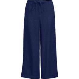 LANDS' END Weite Premium Reinleinen-Schlupfhose in 7/8-L&auml;nge f&uuml;r Damen, Damen, size: regular, Blau, Leinen, by Lands' End