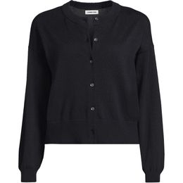 LANDS' END Kurzer Feinstrick-Cardigan aus Baumwolle f&uuml;r Damen in Plus-Gr&ouml;&szlig;e, Damen, size: plus, Schwarz, Baumwolle, by Lands' End