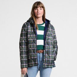 LANDS' END Gemusterte Featherfree Steppjacke mit Kapuze in Petite-Gr&ouml;&szlig;e, Damen, size: petite, Braun, Polyester, by Lands' End