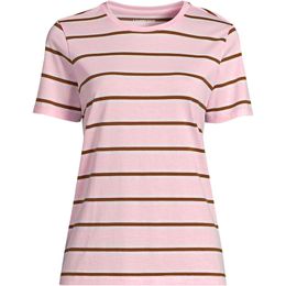 LANDS' END Supima Kurzarm-Shirt mit rundem Ausschnitt f&uuml;r Damen, Damen, size: regular, Pink, Baumwolle, by Lands' End