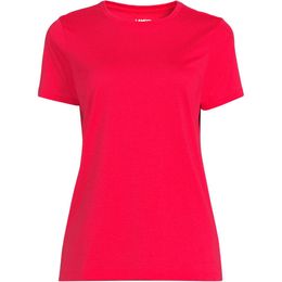 LANDS' END Supima Kurzarm-Shirt mit rundem Ausschnitt f&uuml;r Damen, Damen, size: regular, Pink, Baumwolle, by Lands' End