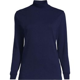LANDS' END Stehkragen-Shirt in Petite-Gr&ouml;&szlig;e, Damen, size: petite, Blau, Baumwolle, by Lands' End