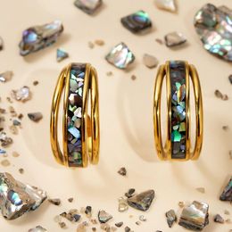 Holzkern Homecoming Ohrringe Damen Abalone und Gold