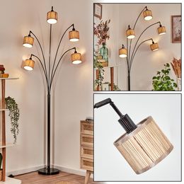 hofstein Bongal Stehleuchte Chrom, Schwarz, 5-flammig