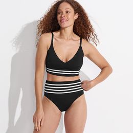 LANDS' END Bikinihose mit Paspelierung, High Waist, hoher Beinausschnitt f&uuml;r Damen, Damen, size: regular, Schwarz, Elasthan/Nylon-Mischung, by Lands' End