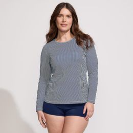 LANDS' END Schnelltrocknendes UPF 50 Sonnenschutz-Badeshirt f&uuml;r Damen in Plus-Gr&ouml;&szlig;e, Damen, size: plus, Blau, Nylon-Mischung, by Lands' End