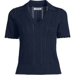 LANDS' END Ajour-Polopullover aus Baumwolle f&uuml;r Damen, Damen, size: regular, Blau, Baumwolle, by Lands' End