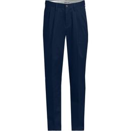 LANDS' END B&uuml;gelleichte Chinohose mit Bundfalten, Komfortbund, Classic Fit, Herren, size: regular, Blau, by Lands' End