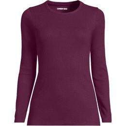 LANDS' END Langarmshirt aus mikrofeinem Baumwollripp f&uuml;r Damen in Petite-Gr&ouml;&szlig;e, Damen, size: petite, Lila, Baumwolle/Elasthan, by Lands' End
