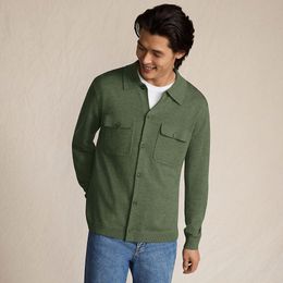 LANDS' END Jersey-Sweaterjacke mit Brusttaschen f&uuml;r Herren, Herren, size: regular, Gr&uuml;n, Wolle/Polyester/Polyacryl, by Lands' End