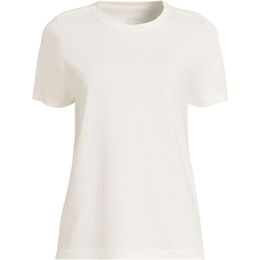 LANDS' END Supima Kurzarm-Shirt mit rundem Ausschnitt f&uuml;r Damen, Damen, size: regular, Elfenbein, Baumwolle, by Lands' End