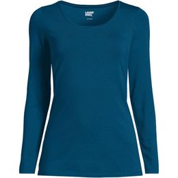 LANDS' END Baumwolle/Modal-Shirt mit Ballett-Ausschnitt f&uuml;r Damen in Petite-Gr&ouml;&szlig;e, Damen, size: petite, Blau, Baumwolle/Modal, by Lands' End