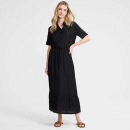 LANDS' END Wadenlanger Ready to Go Volantrock f&uuml;r Damen, Damen, size: regular, Schwarz, Nylon/Viskose, by Lands' End