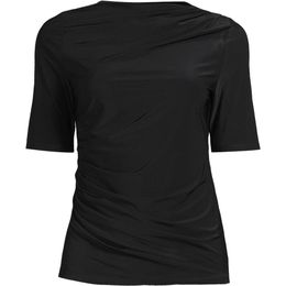 Silk Knit Gerafftes Shirt mit ellbogenlangen &Auml;rmeln in Plus-Gr&ouml;&szlig;e f&uuml;r Damen, Damen, size: plus, Schwarz, Polyester-Mischung, by Lands' End