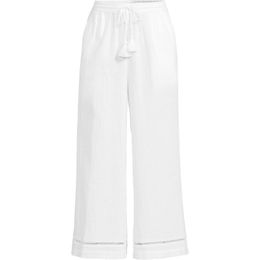 LANDS' END 7/8-Schlupfhose aus Musselin, Damen, size: regular, Wei&szlig;, Baumwolle, by Lands' End