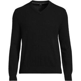 LANDS' END Kaschmirpullover mit V-Ausschnitt, Herren, size: regular, Schwarz, Kaschmir, by Lands' End