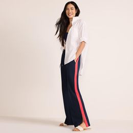 LANDS' END Gerade Jerseyhose mit Kontraststreifen f&uuml;r Damen, Damen, size: regular, Blau, Baumwolle, by Lands' End