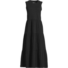 LANDS' END Flammgarn-Maxikleid aus reiner Baumwolle f&uuml;r Damen, Damen, size: regular, Schwarz, Baumwolle, by Lands' End