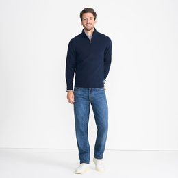 LANDS' END Kaschmir-Pullover mit Rei&szlig;verschluss f&uuml;r Herren, Herren, size: regular, Blau, Kaschmir, by Lands' End