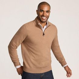 LANDS' END Kaschmir-Pullover mit Rei&szlig;verschluss f&uuml;r Herren, Herren, size: regular, Braun, Kaschmir, by Lands' End