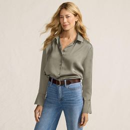 Satinbluse f&uuml;r Damen, Damen, size: regular, Gr&uuml;n, Polyester, by Lands' End
