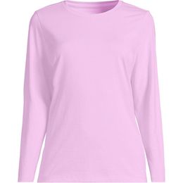 LANDS' END Supima-Shirt, Langarm in Petite-Gr&ouml;&szlig;e, Damen, size: petite, Lila, Baumwolle, by Lands' End