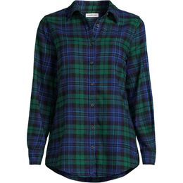 LANDS' END Boyfriend-Bluse aus Flanell, Damen, size: regular, Blau, Baumwolle, by Lands' End