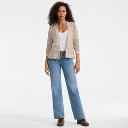 LANDS' END Soft Ease Ajour-Cardigan aus Leinenmix f&uuml;r Damen, Damen, size: regular, Elfenbein, by Lands' End