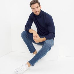 LANDS' END Super-T Rollkragenshirt f&uuml;r Herren, Classic Fit, Herren, size: regular, Blau, Baumwolle, by Lands' End