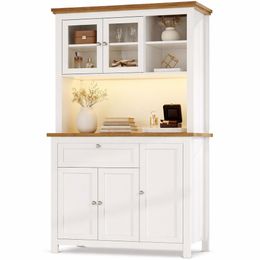 Stilvora K&uuml;chenschrank, Wei&szlig;, Metall, Holzwerkstoff, Glas, 4 F&auml;cher, 1 Schubladen, Rechteckig,Rechteckig, 104x180x40 cm, Wohnzimmer, Kommoden & Sideboards, Highboards
