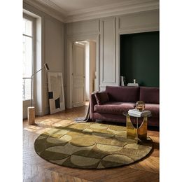 Wollteppich geometrisch Olivgr&uuml;n &Oslash;160 cm - DEBEN KADIMA DESIGN