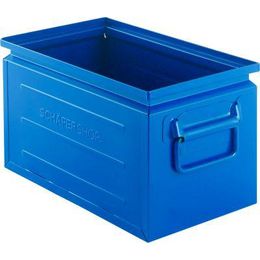Sch&auml;fer Shop Sch&auml;fer Shop Select Stapelbox, Volumen 13,4 l, 80 kg, Faltgriffe, L 379 x B 207 x H 200 mm, Stahlblech, blau RAL 5015