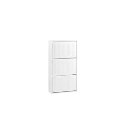 sobuy Schuhschrank mit 3 T&uuml;ren Wei&szlig; 61x26x119,5cm Funktional