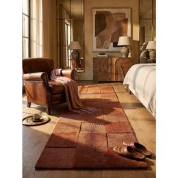 KADIMA DESIGN L&auml;ufer Hoch-Tief kariert Terrakotta 60 x 230 cm - DEBEN Kadima